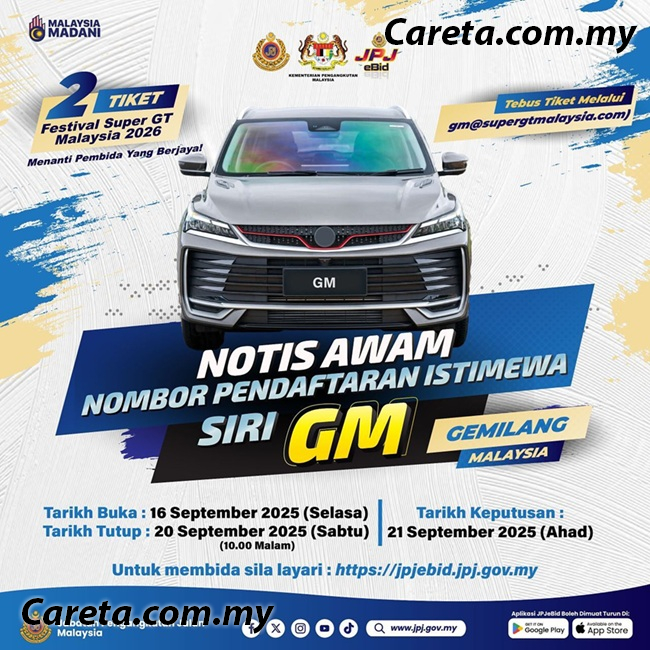 Sempena hari Malaysia JPJ buka bidaan nombor pendaftaran 'GM' | Careta